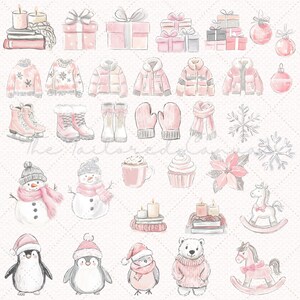 Winter Doodle Clipart Bundle: Cozy Christmas PNG Graphics (instant ...