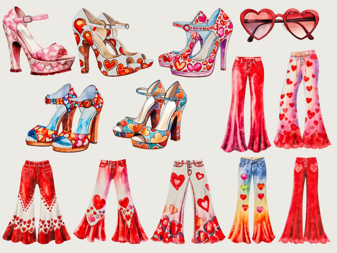 Retro Valentine's Day Clipart Png Bundle 98 High Quality Pngs ...