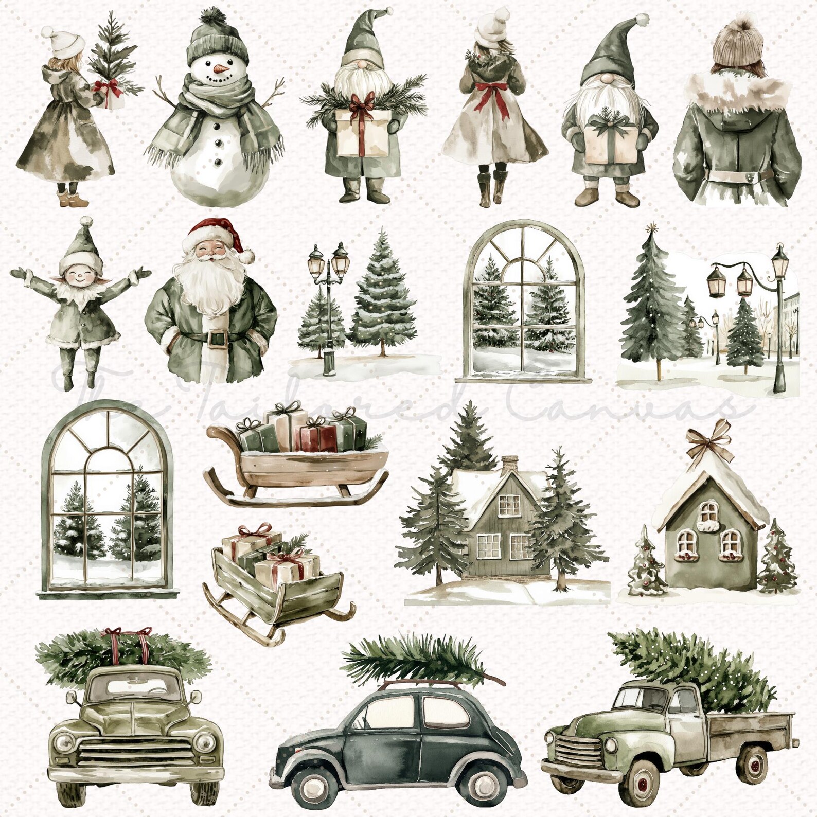 Watercolor Christmas Clipart Bundle: 75 Holiday Art Elements (digital ...