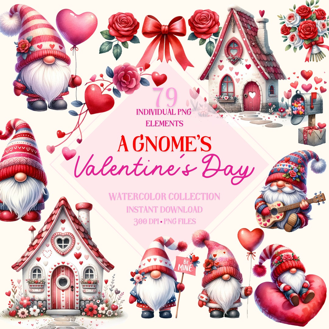 Valentine's Day Gnomes Clipart Png Bundle - 79 High Quality Pngs ...