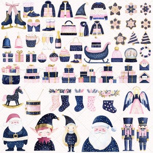 Whimsical Watercolor Christmas Clipart Bundle Cute PNG Holiday ...