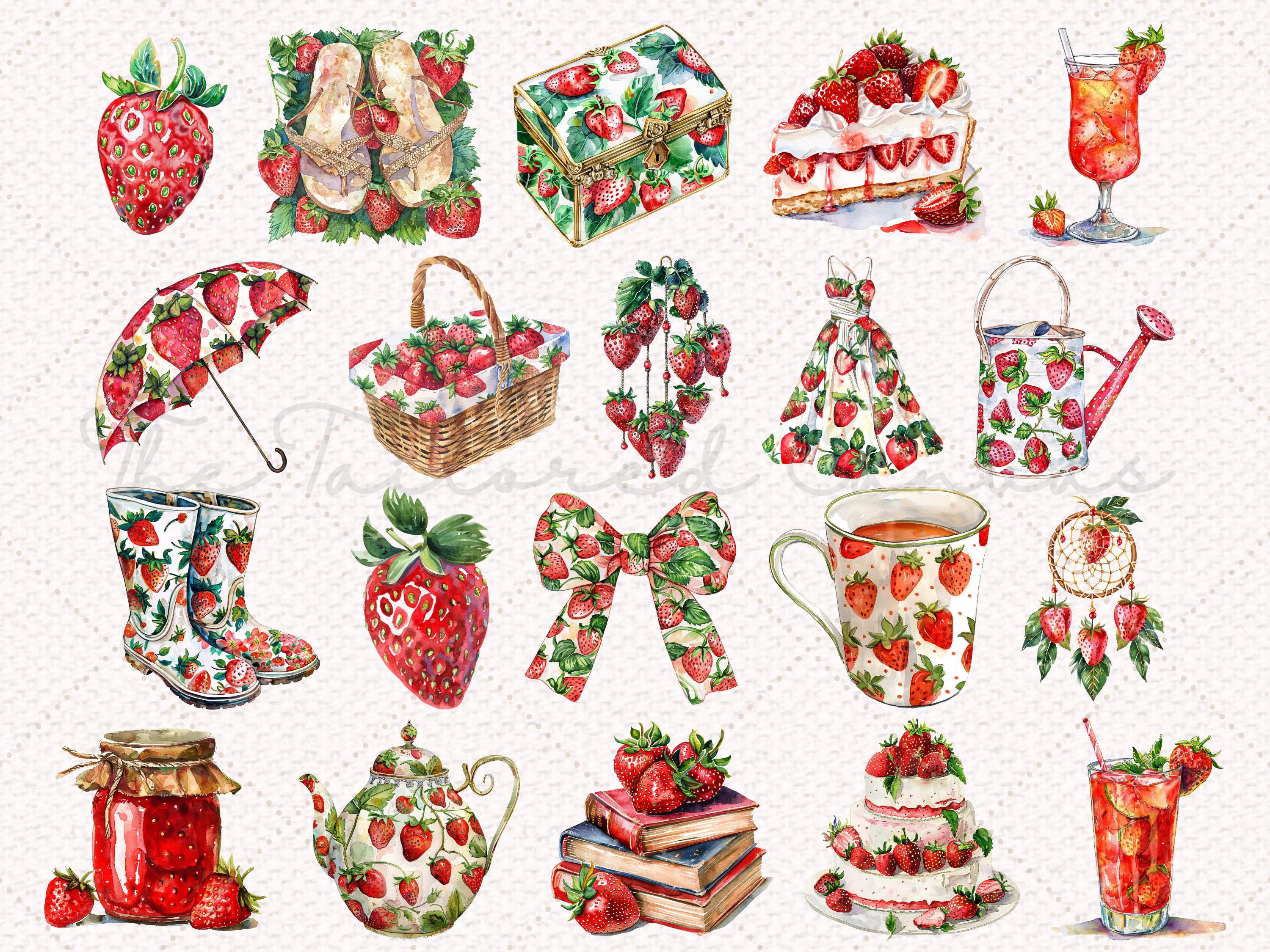 Watercolor Strawberry Summer Clipart Bundle High Quality Pngs ...