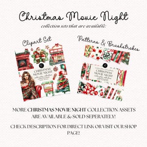 Watercolor Christmas Movie Night Clipart: Cozy Holiday Art (digital ...