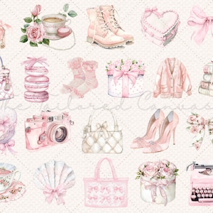 Watercolor Coquette Clipart Bundle - Pink Aesthetic Pngs for ...