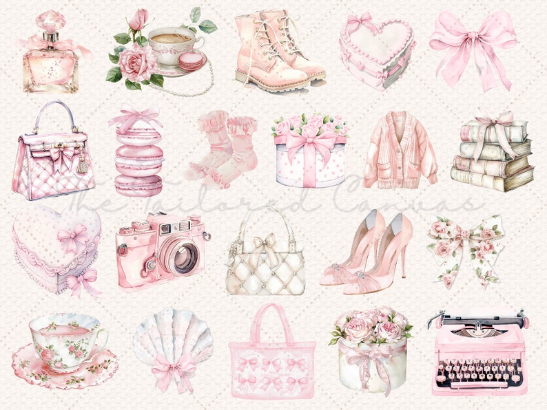 Watercolor Coquette Clipart Bundle - Pink Aesthetic Pngs for ...