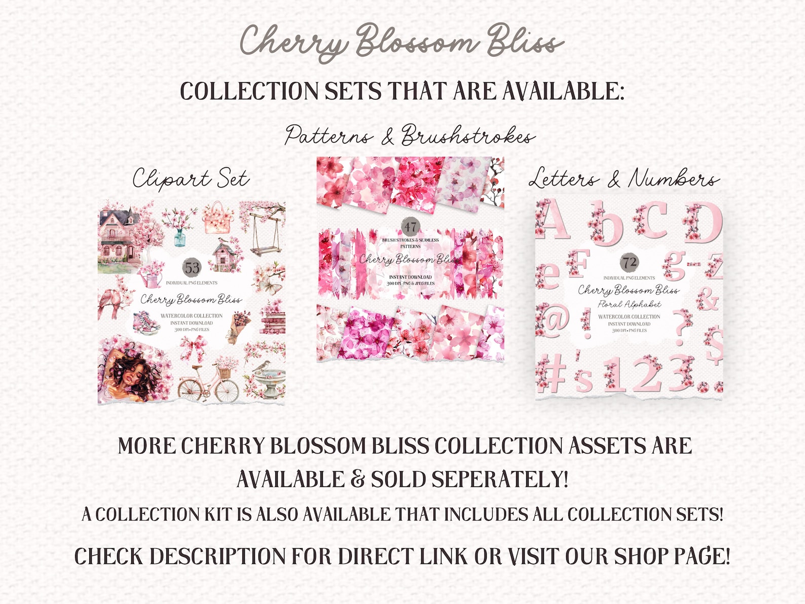 Cherry Blossom Clipart Set - Pink Spring Floral Graphics, Sakura ...
