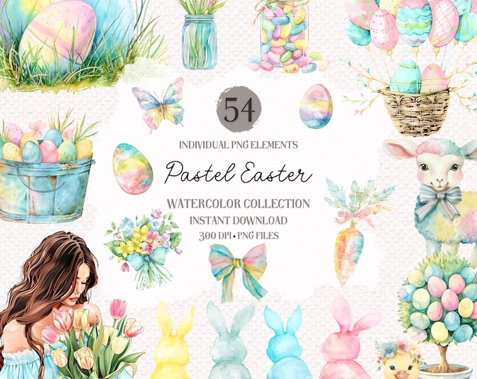 Spring Clipart Bundle, Watercolor Cliparts, Spring Cliparts, Cute ...
