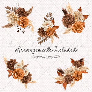 Watercolor Autumn Floral Clipart Bundle: Boho Fall Flowers (PNG Digital ...