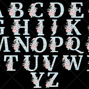 Shabby Chic Floral Alphabet PNG Set: Spring Watercolor Letters (digital ...