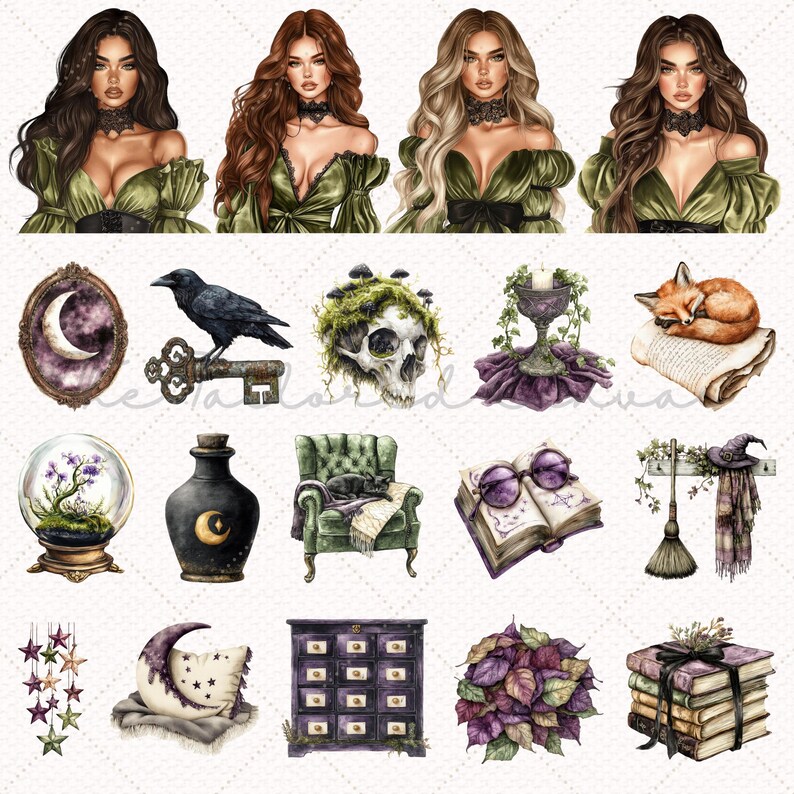 Watercolor Halloween Clipart Set: 76 PNG Files, Autumn Decor (digital ...