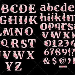 Pink Floral Alphabet PNG Set: Watercolor Spring Monogram (digital ...