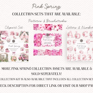 Pink Floral Alphabet PNG Set: Watercolor Spring Monogram (digital ...