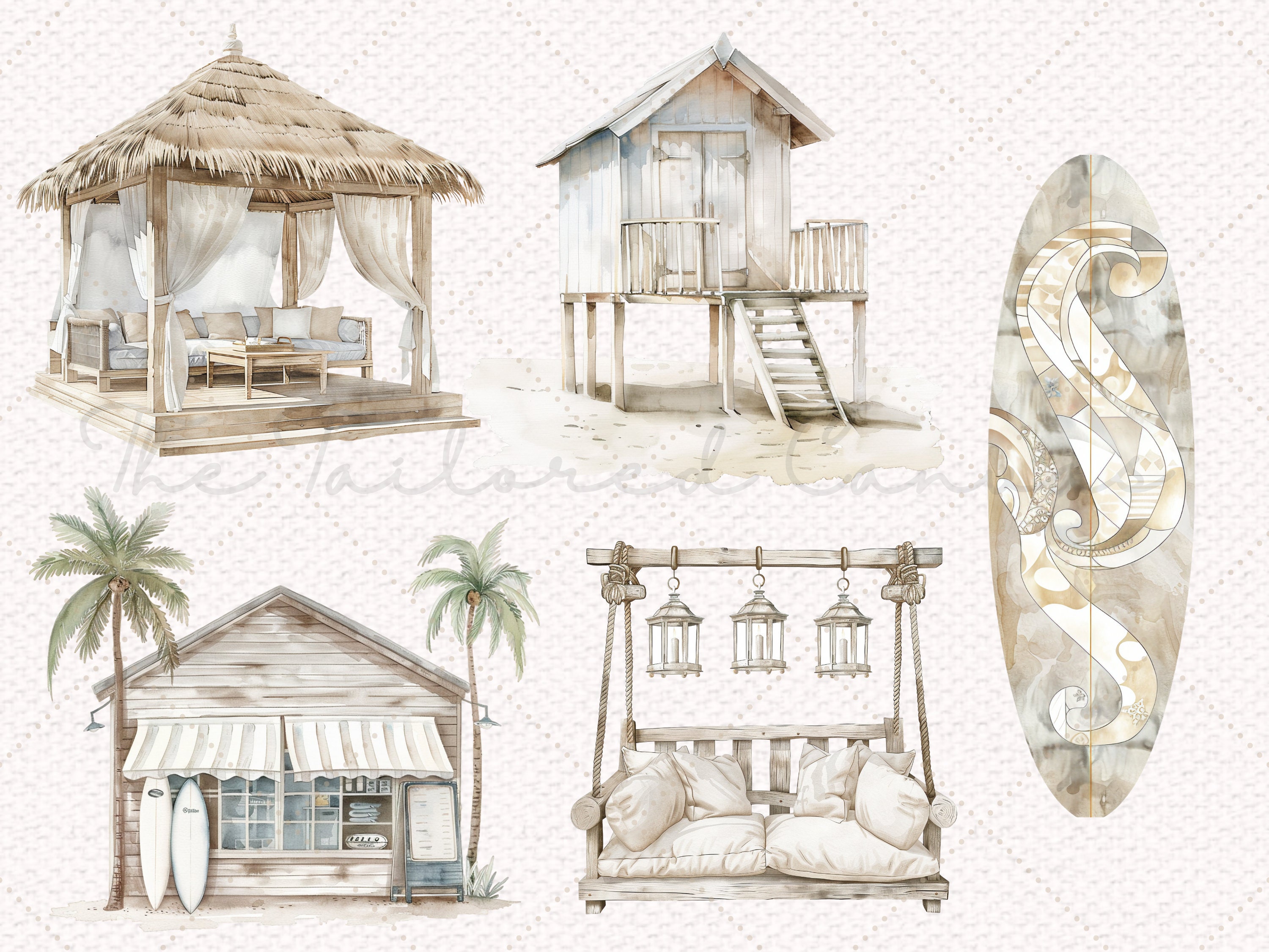 Watercolor Summer Clipart Bundle High Quality Pngs, Beach Clip Art ...