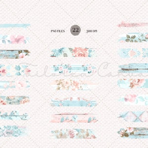 Shabby Chic Spring Clipart Bundle: Watercolor Graphics, Patterns ...