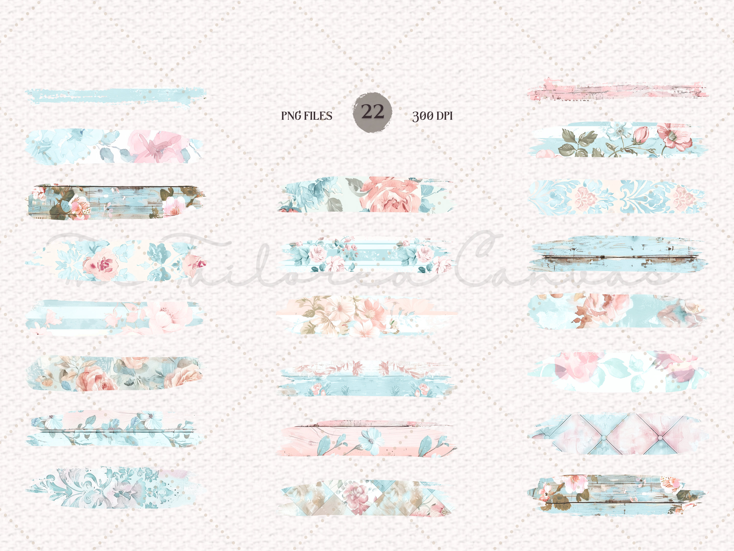 Shabby Chic Spring Clipart Bundle: Watercolor Graphics, Patterns ...