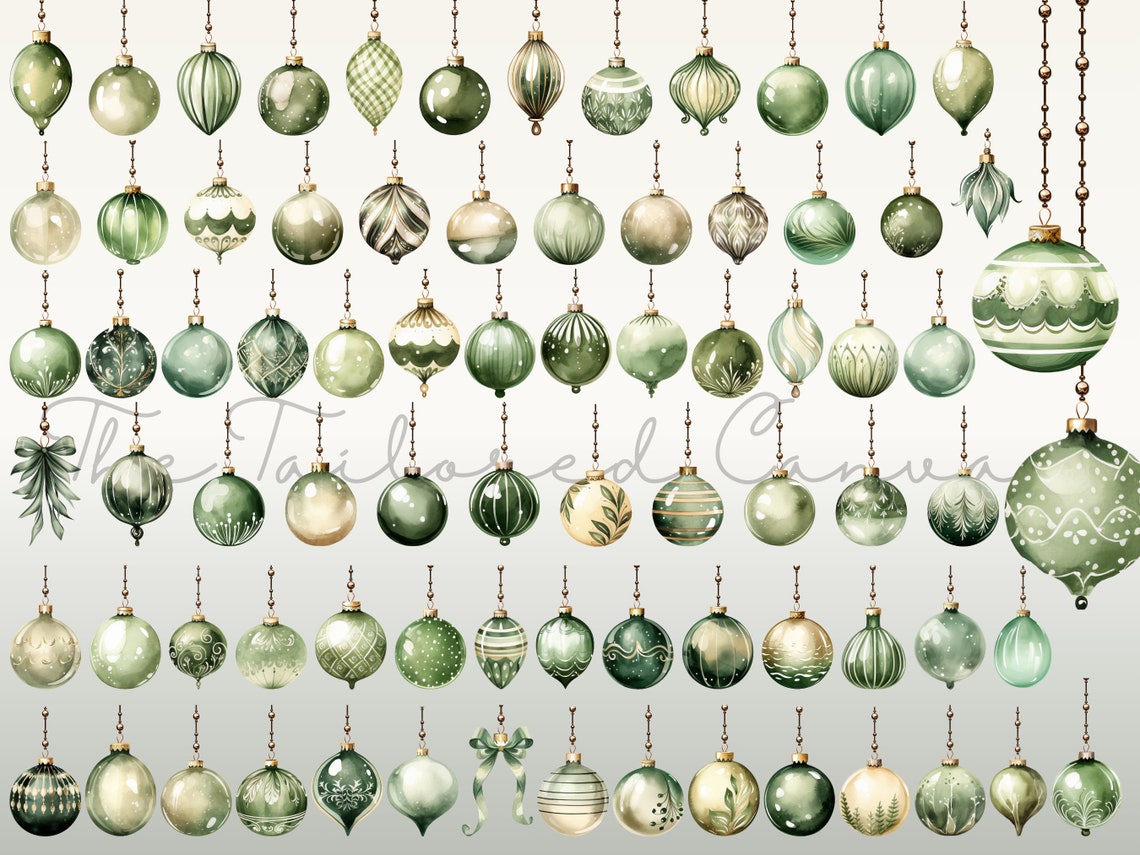 Sage Green Christmas Clipart Png Bundle 150 High Quality - Etsy