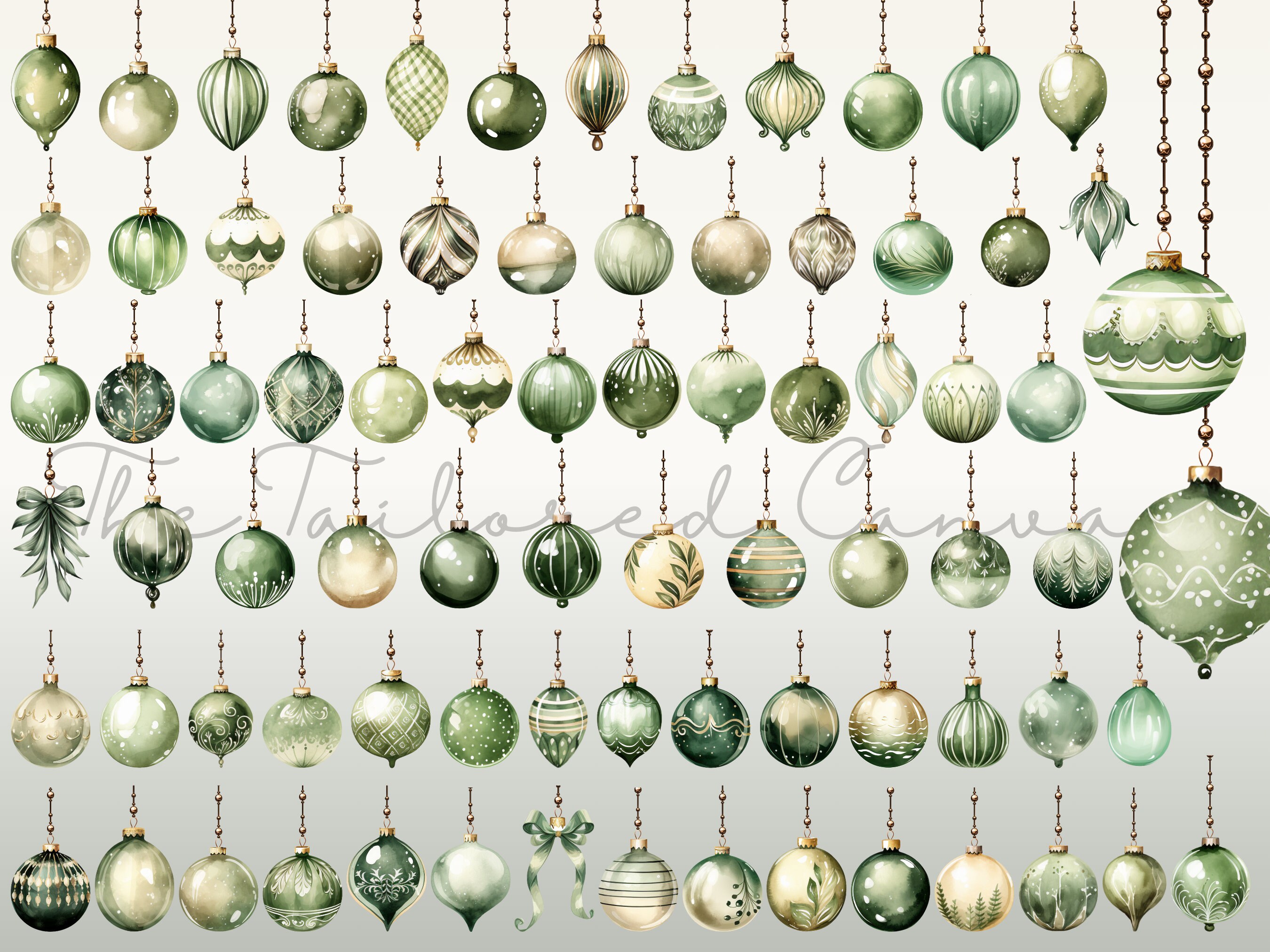Sage Green Christmas Clipart Png Bundle 150 High Quality - Etsy