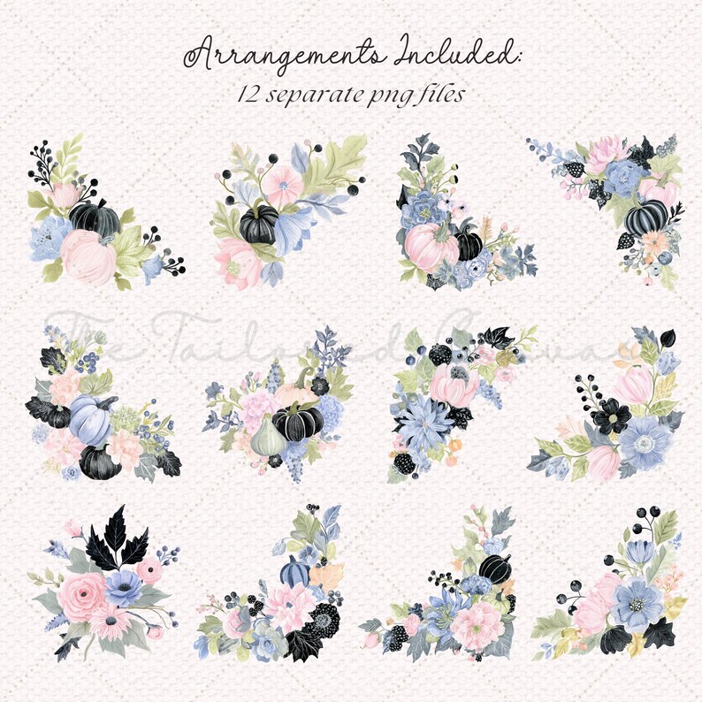 Pastel Macabre Clipart Bundle: Gothic Halloween Watercolor PNG (digital ...