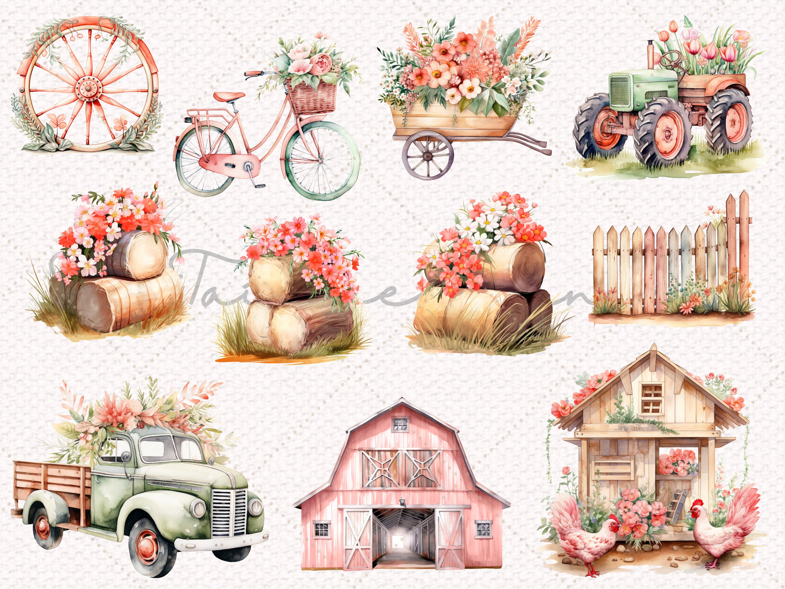 Spring Farm Clipart Png Bundle 64 High Quality Pngs, Spring Collection ...