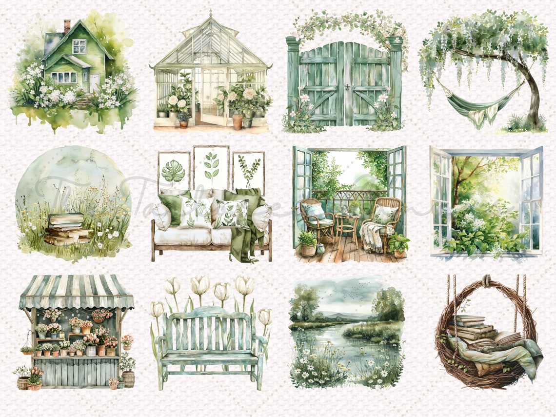 Green Spring Clipart Png Bundle 50 High Quality Pngs, Spring Collection ...