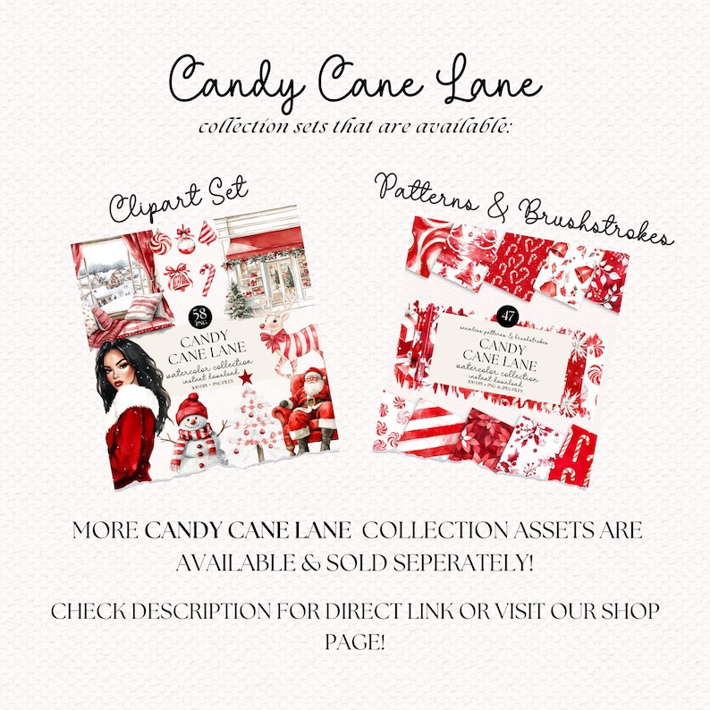 Candy Cane Lane Watercolor Christmas Clipart Bundle (digital Download ...