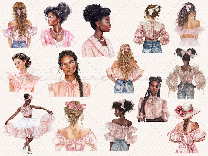 Watercolor Coquette Clipart Bundle - Pink Aesthetic Pngs for ...