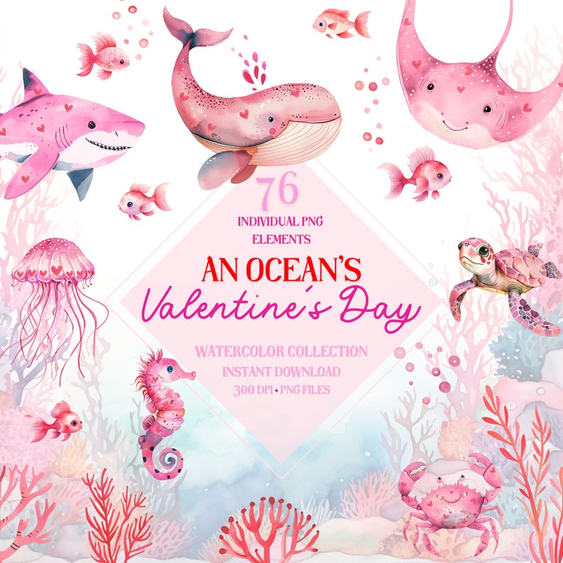 Ocean Valentine's Day Clipart Png Bundle - 76 High Quality Pngs ...