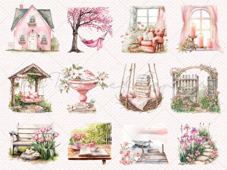 Pink Spring Clipart Png Bundle 50 High Quality Pngs, Spring Collection ...