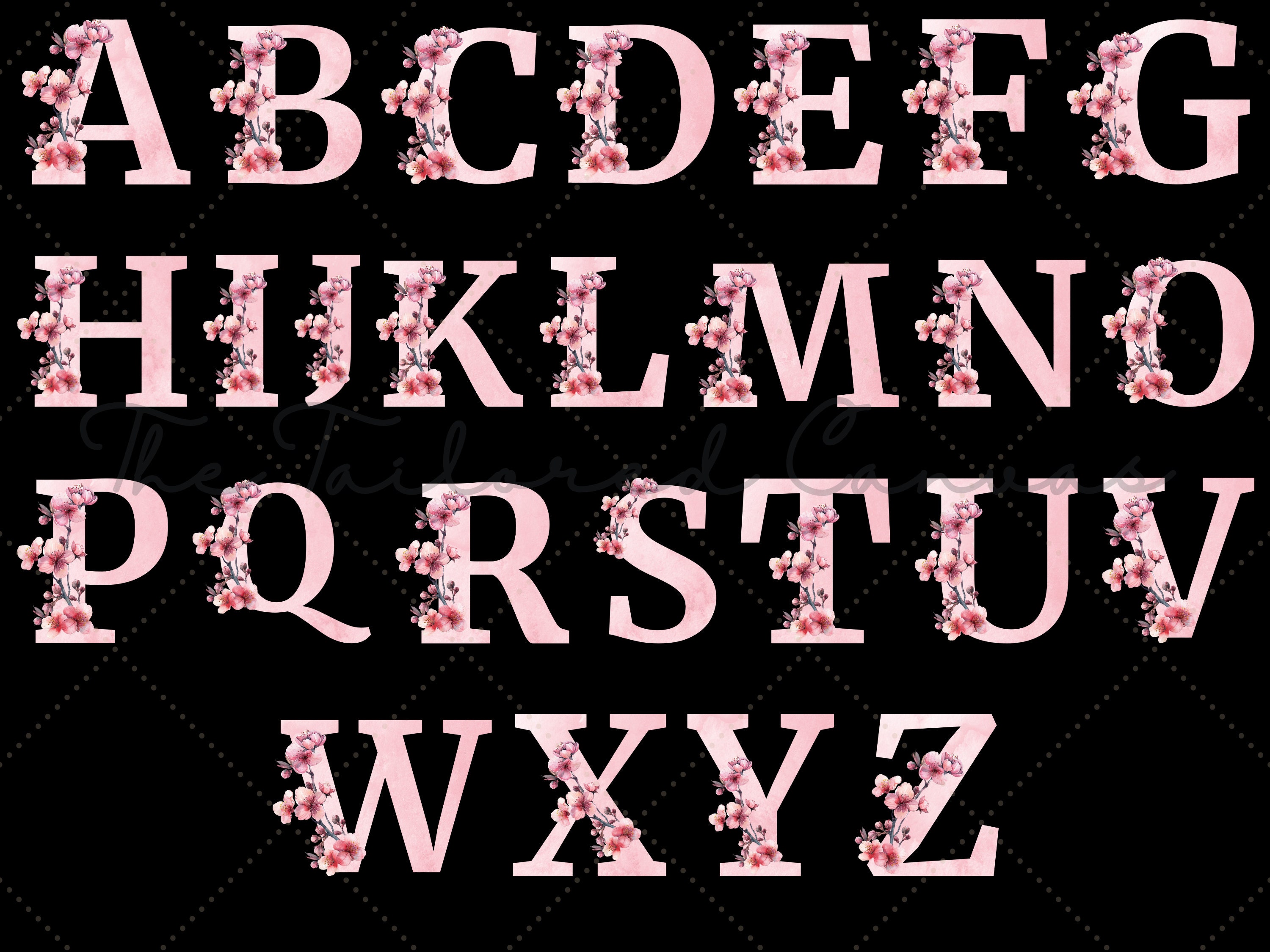 Cherry Blossom Floral Alphabet Letters PNG Set - High Quality Sakura ...