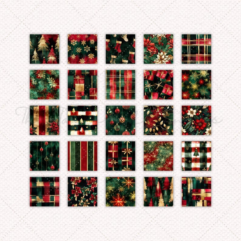 Christmas Watercolor Seamless Patterns: Brushstrokes Bundle (digital ...