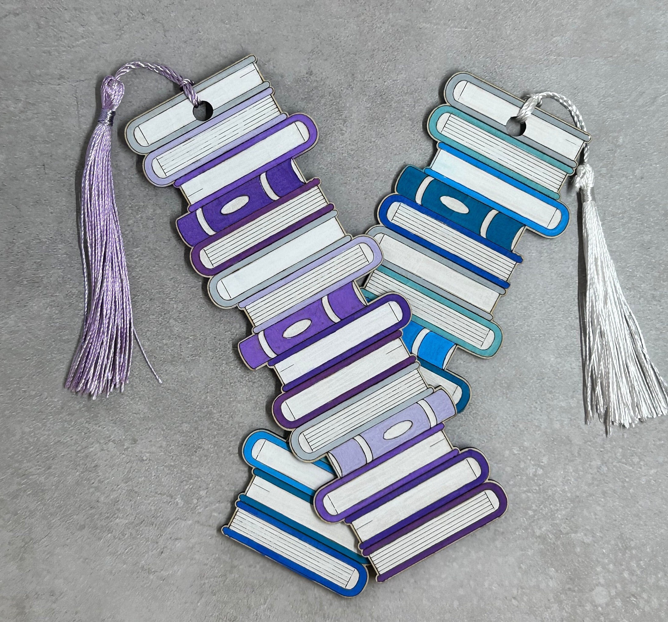 Stacked Books Bookmarks, Bookmarks, Books, Painted Bookmarks, - Etsy