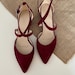 Dark Red Block Heel Burgundy Wedding Shoes Burgundy Heel - Etsy