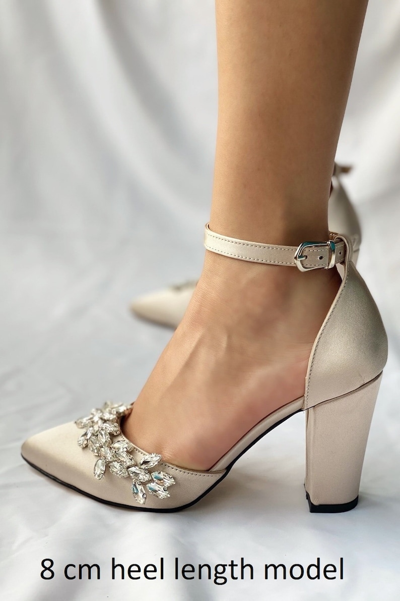 Beige Block Heels, Beige Heels, Wedding Shoes, Low Heels,ankle Strap ...