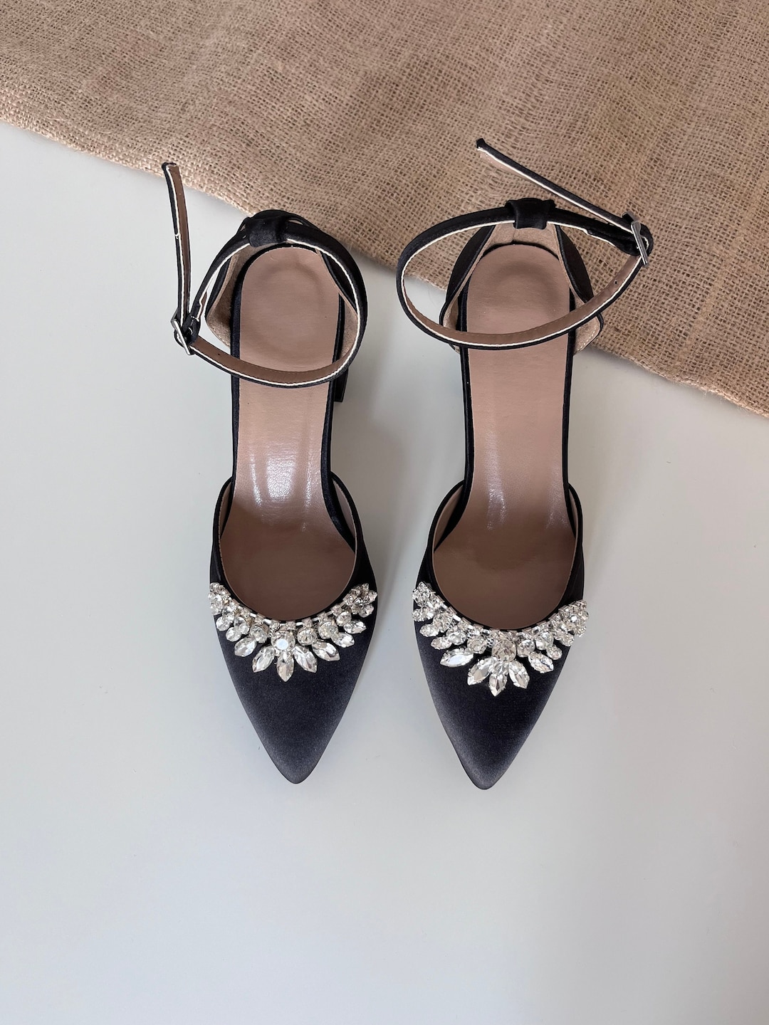 Black Block Heel, Wedding Shoes for Bride, Black Wedding Shoes, Black ...