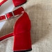 Red Shoes, Red Ankle Strap, Woman Shoes, Block Heels, Red Wedding Shoes ...