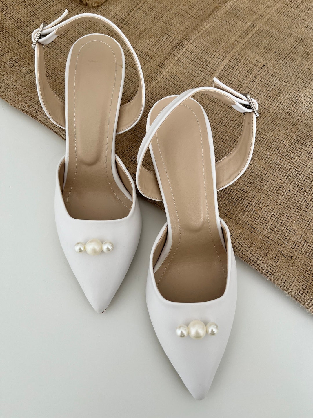 White Wedding Shoes, Bride Shoes, Wedding Shoes for Bride, White Pearl ...