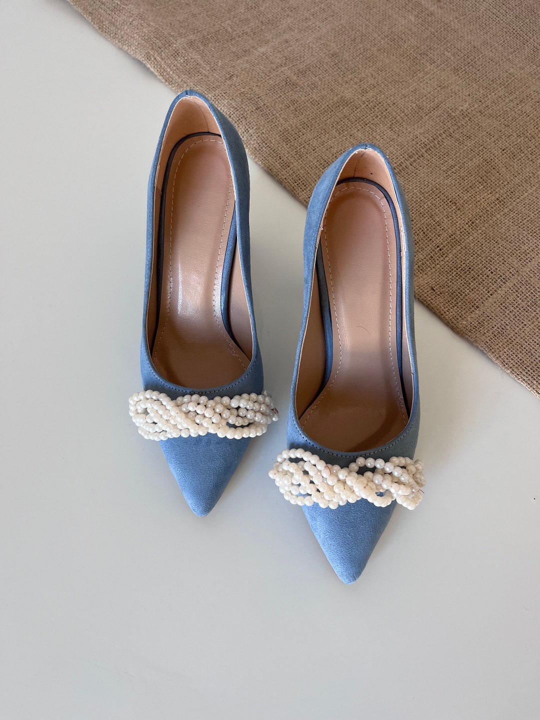 Dusty Blue Wedding Shoes, Dusty Blue Block Heel, Blue Bridal Shoes ...