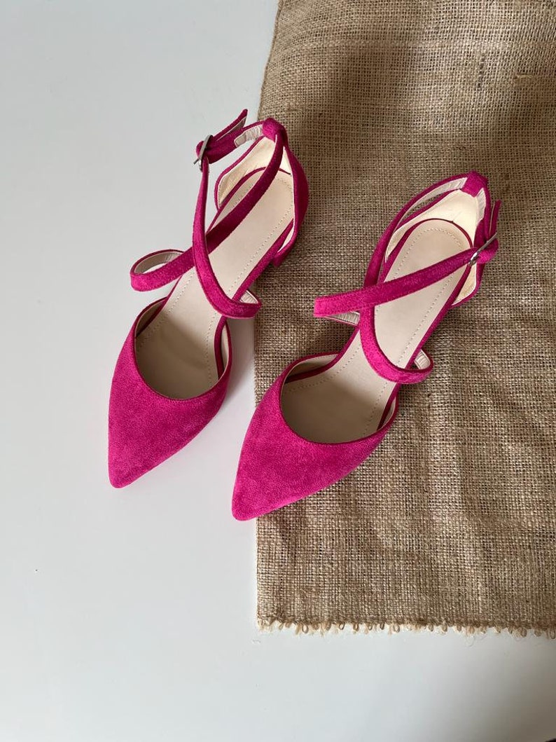 Fuchsia Block Heel Fuchsia Wedding Shoes Fuchsia Heel - Etsy