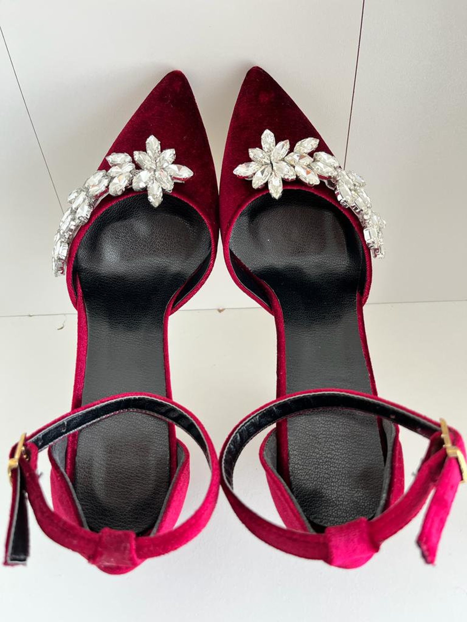 Burgundy Block Heels, Velvet Heels, Burgundy Block Heels, Wedding Gift ...