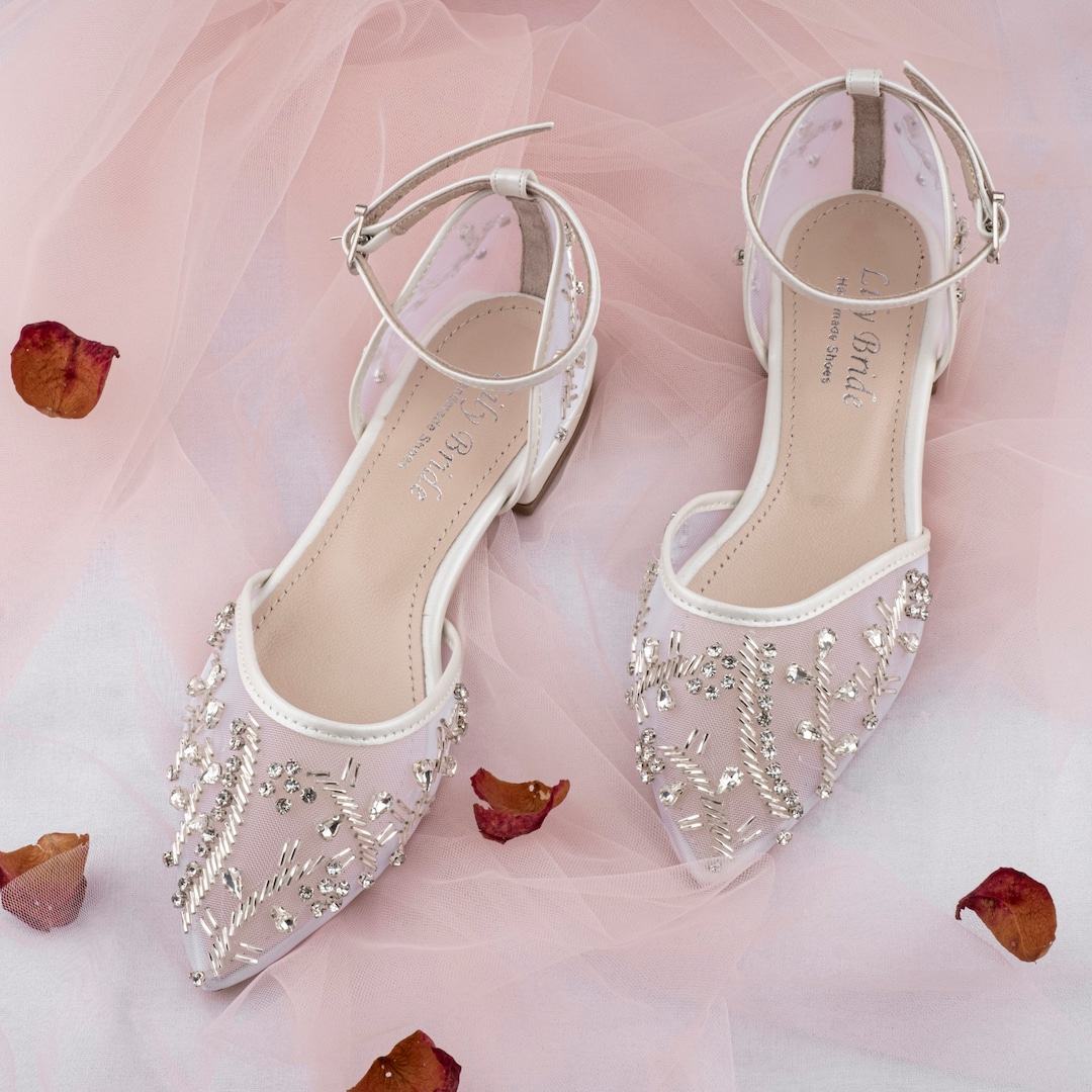 Flat Wedding Shoes, Tulle Wedding Shoes, Wedding Shoes for Bride ...