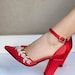 Red Block Heels, Red Heels, Red Wedding Shoes, Shoes for Women, Red ...