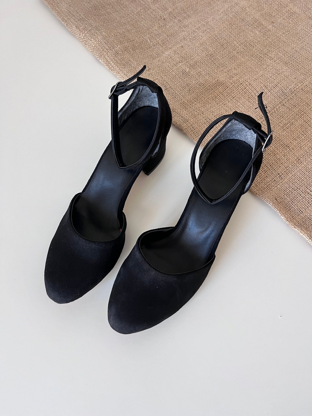 Black Block Heel, Black Round Shoes, Wedding Shoes, Bride Shoes, Daiy ...