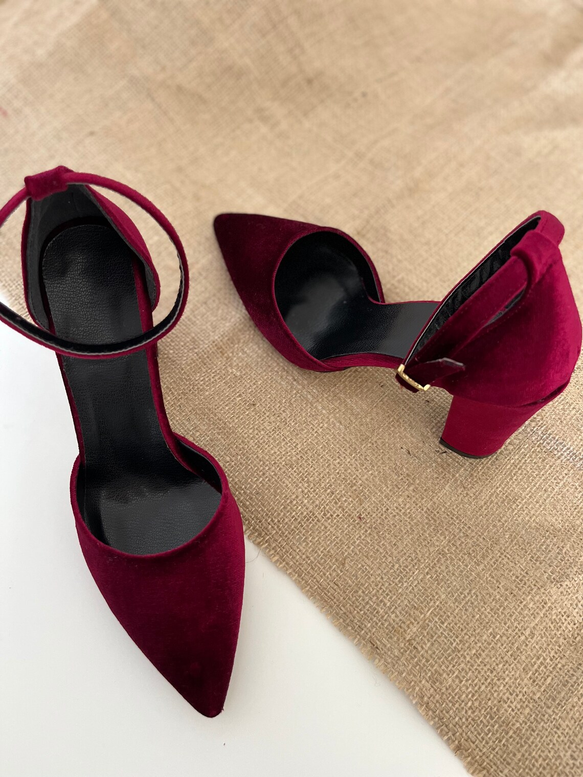 Burgundy Block Heels Velvet Heels Burgundy Block Heels - Etsy