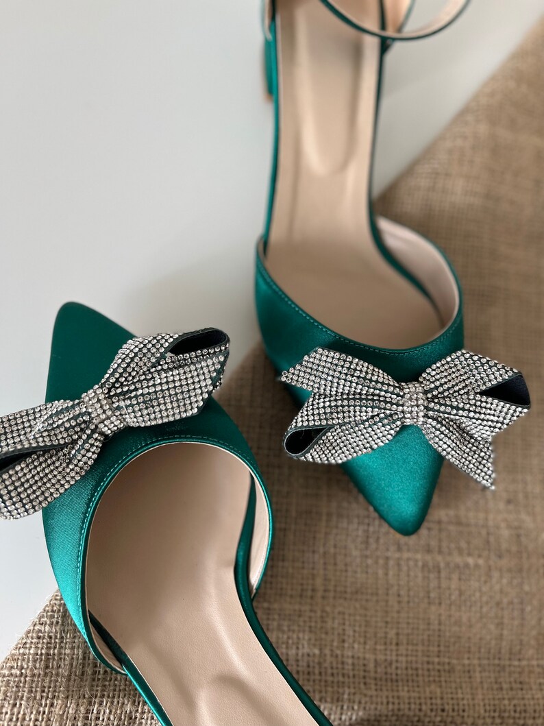 Green Block Heels, Gift for Her, Wedding Shoes, Green Heels, Emerald ...