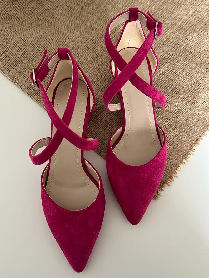 Fuchsia Block Heel Fuchsia Wedding Shoes Fuchsia Heel - Etsy
