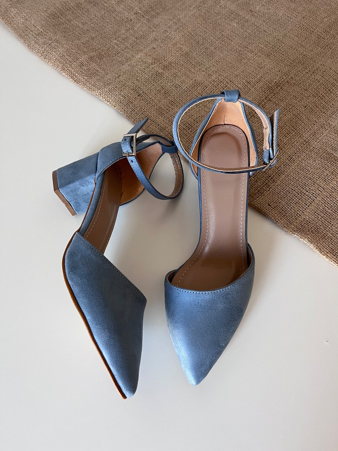 Dusty Blue Block Heel, Dusty Blue Wedding Shoes, Wedding Shoes for ...
