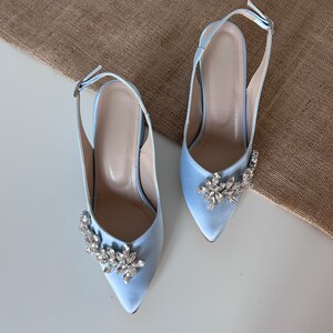 Light Blue Wedding Shoes, Wedding Shoes for Bride, Embroidered Wedding ...