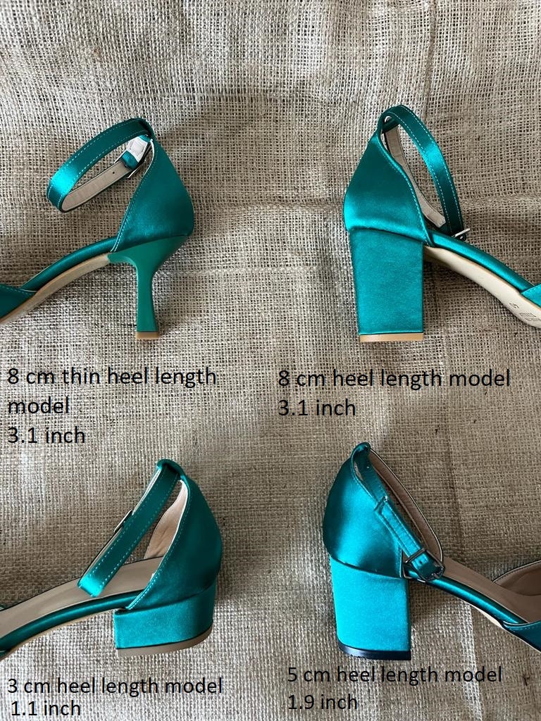 Green Block Heels, Gift for Her, Wedding Shoes, Green Heels, Emerald ...