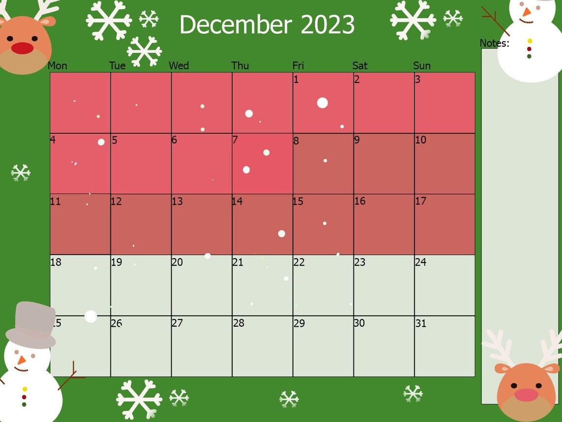 Christmas Printables Planner December 2023 Calendar Planner - Etsy UK
