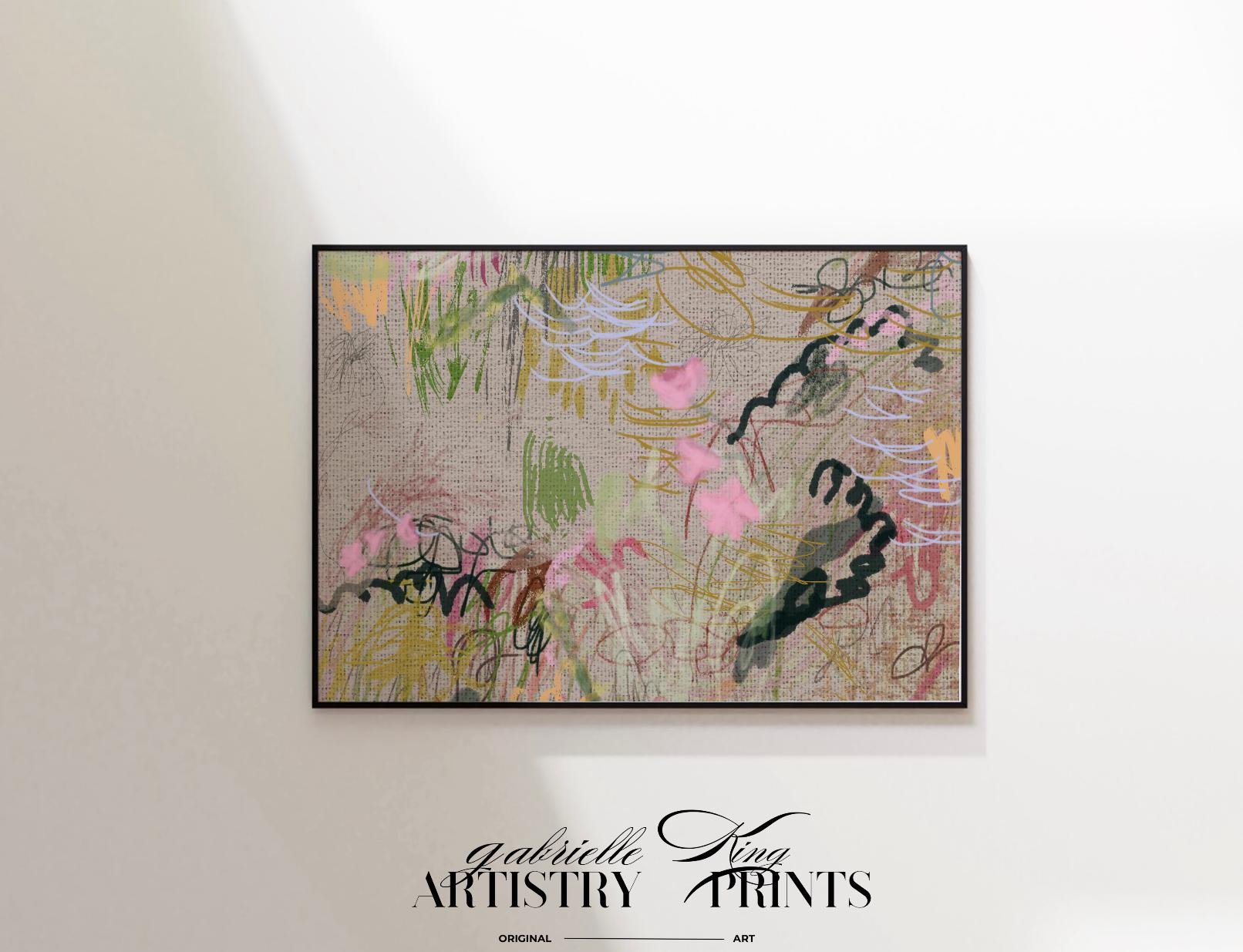 Colorful Moody Abstract Wall Art Pink Painting Handmade Statement ...